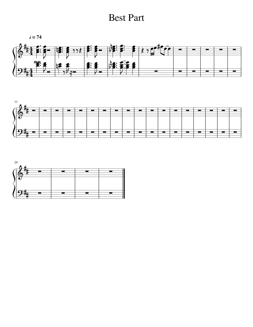 Best Part Sheet music for Piano (Solo) | Download and print in PDF or ...