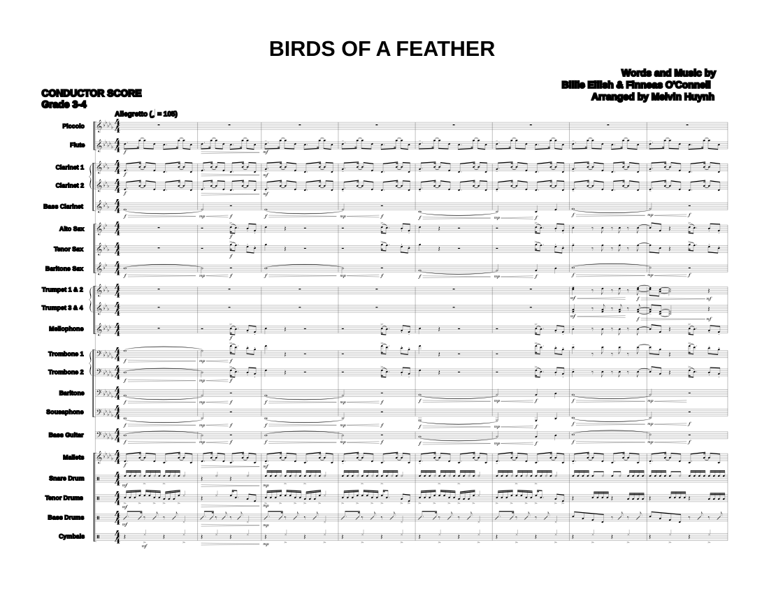 BIRDS OF A FEATHER – Billie Eilish Sheet Music for Trombone, Tuba ...