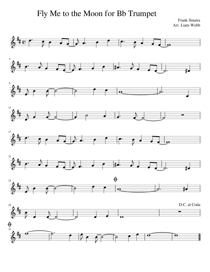 Fly Me to the Moon by Frank Sinatra for Bb Trumpet Sheet music for ...