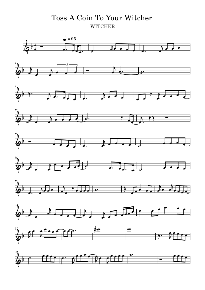 Toss A Coin To Your Witcher – Joey Batey Witcher Sheet Music for Violin ...