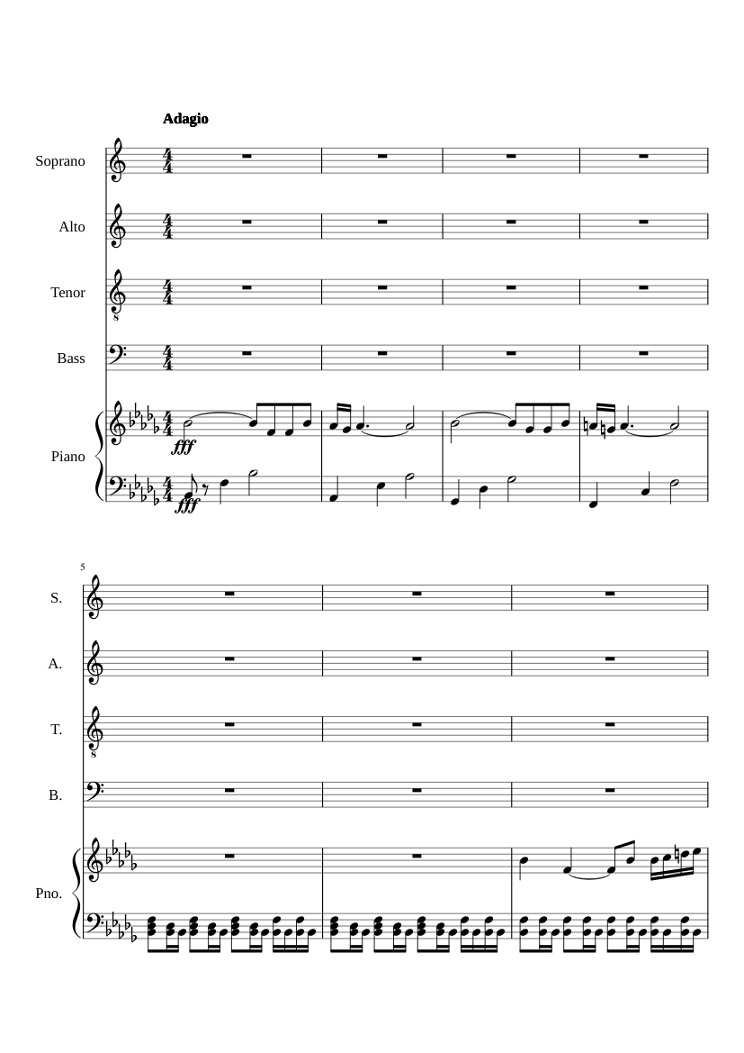 A Video Game Melody Sheet music for Piano, Bass guitar, Synthesizer ...