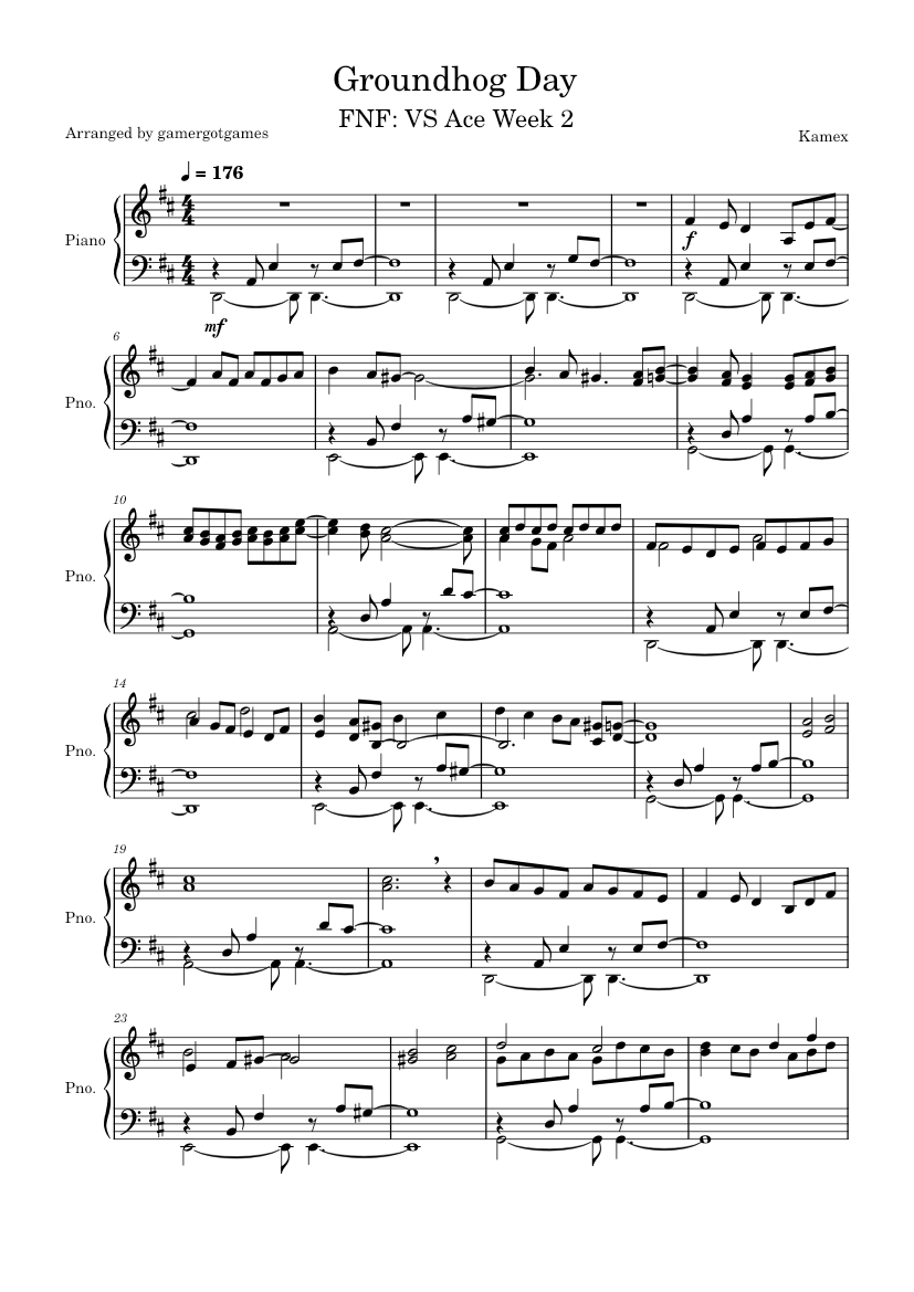 Groundhog Day – Kamex Sheet Music for Piano (Solo) | MuseScore.com