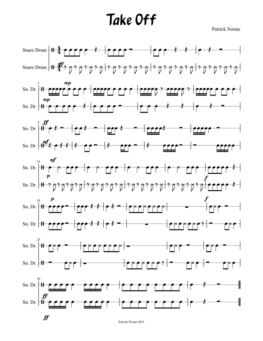 Take Off Sheet music for Snare drum (Percussion Duet) | Download and ...