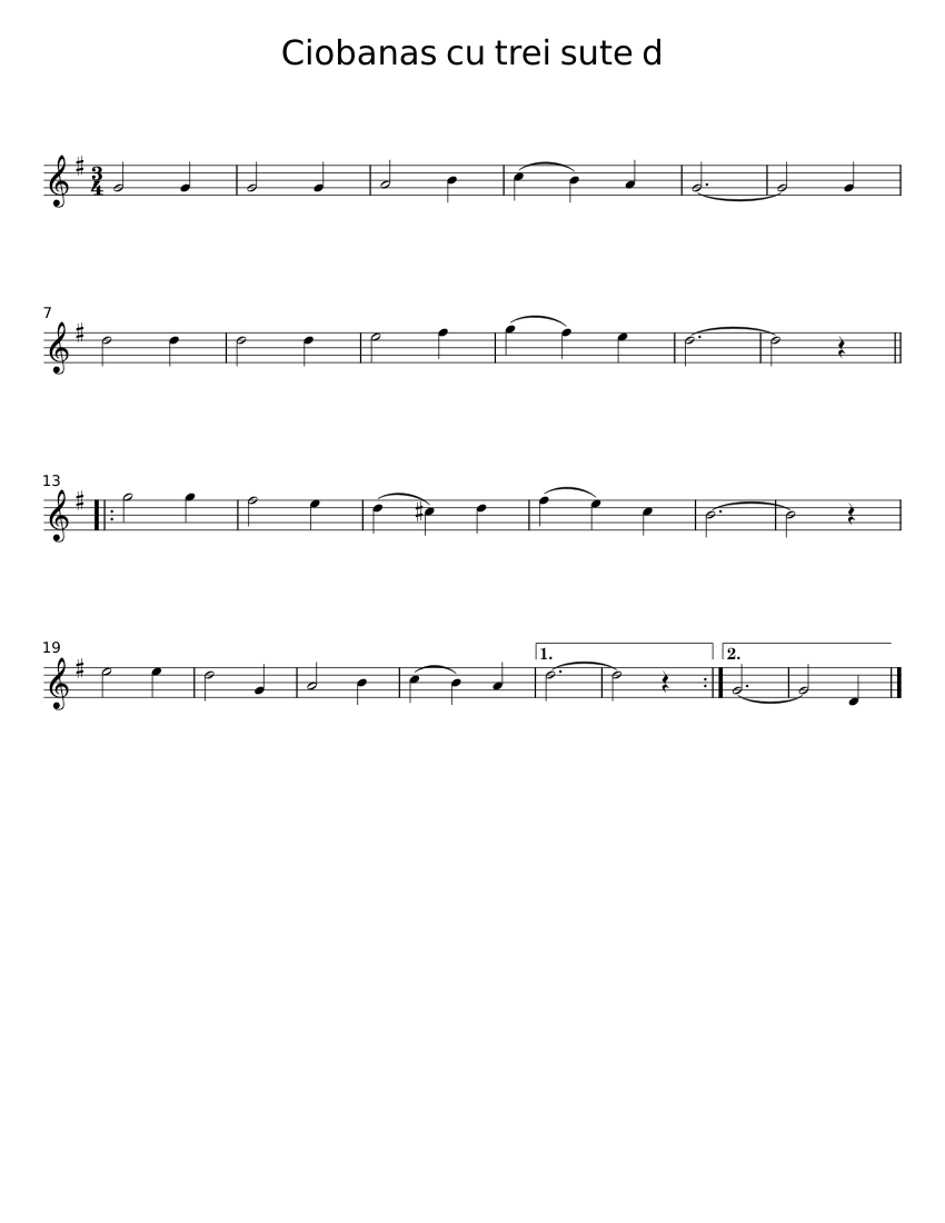 Ciobanas cu trei sute de oi Sheet music for Piano (Solo) Easy ...