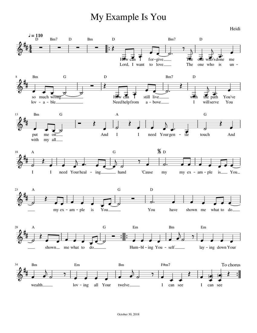 My Example Is You LEAD SHEET Sheet music for Vocals (Solo) | Musescore.com