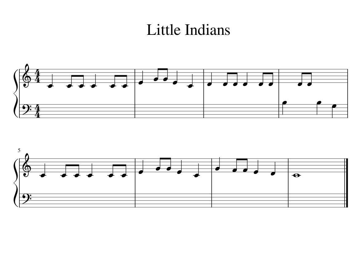 Ten Little Indians - Easy Piano Sheet Music for Piano (Solo ...