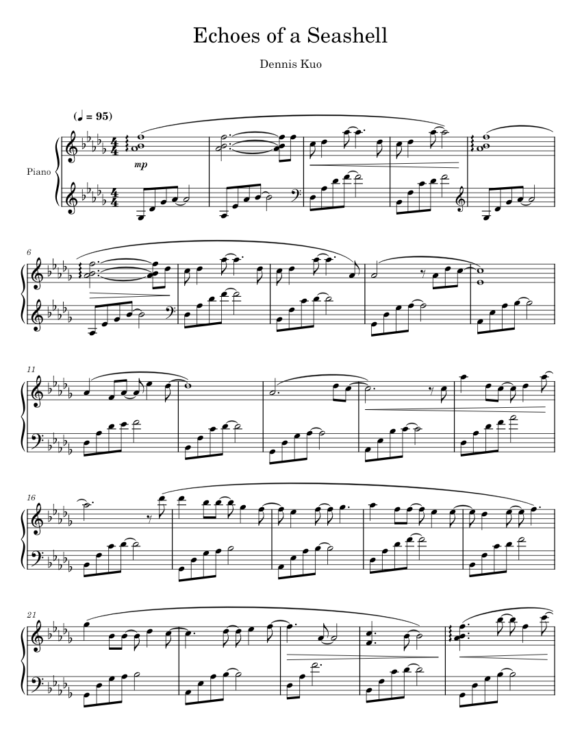 Echoes of a Seashell - Dennis Kuo Sheet music for Piano (Solo) Easy ...