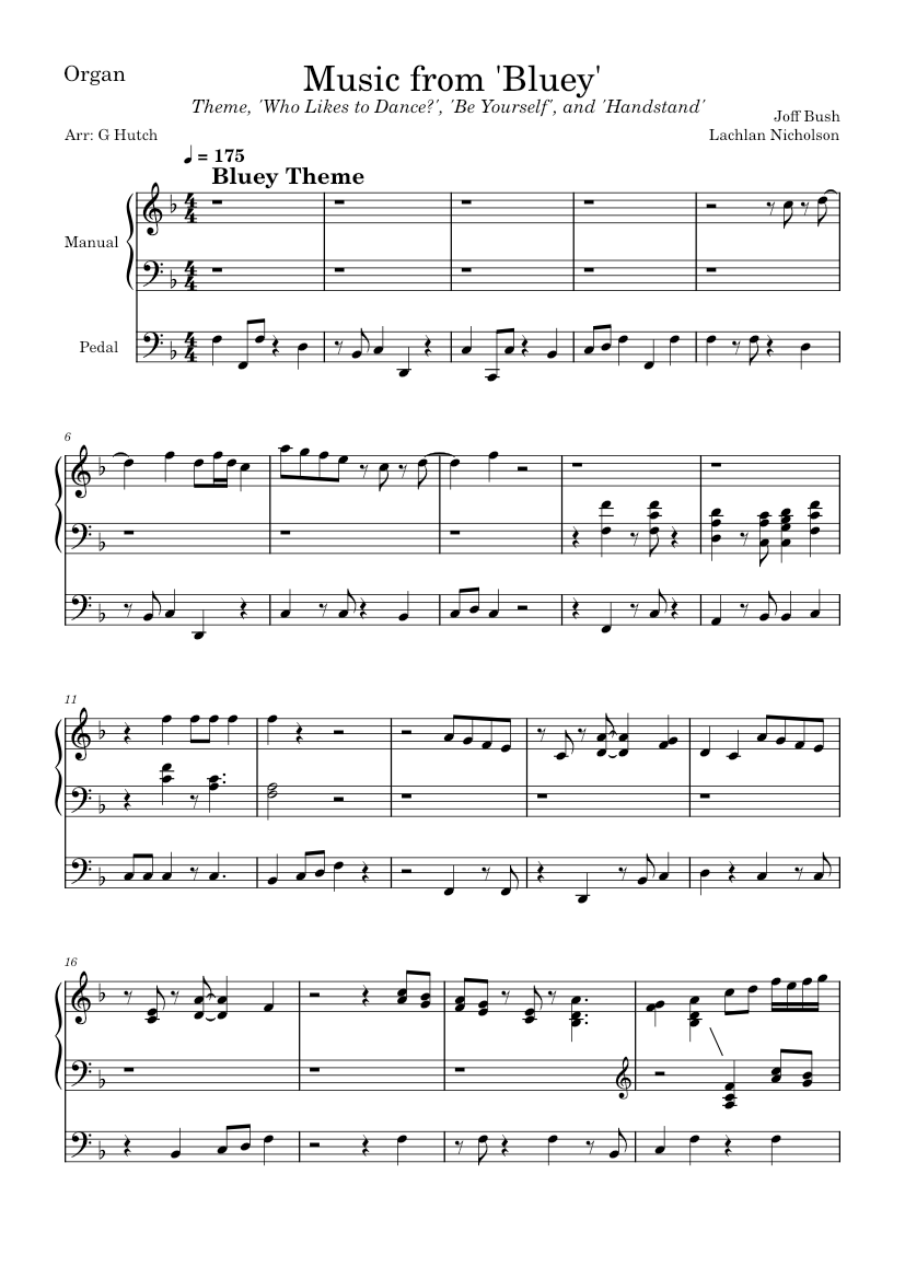 Music from 'Bluey'—Organ Cover Sheet music for Piano (Solo) | Musescore.com