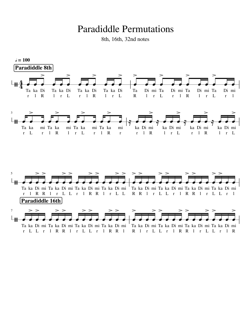 Paradiddle_Development_cutaway Sheet music for Drum group (Percussion ...