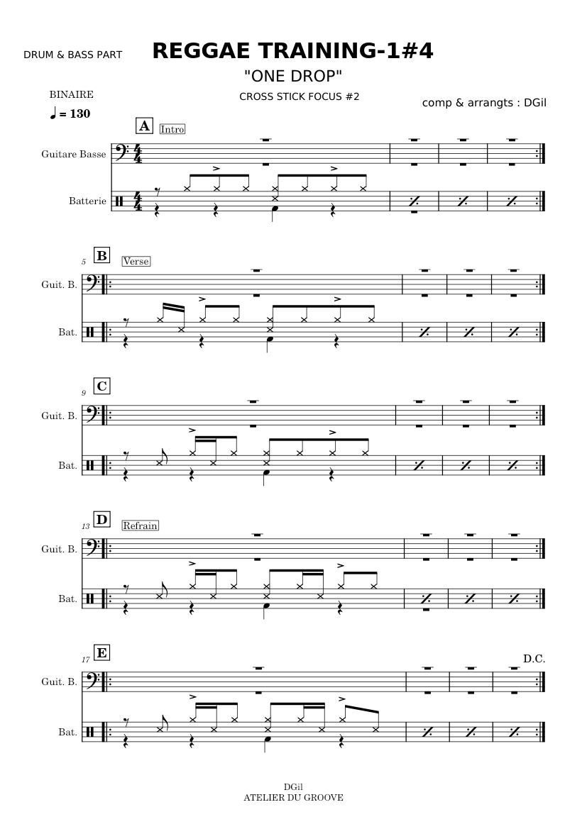 REGGAE-TR-1#4 Sheet music for Bass guitar, Drum group (Solo ...
