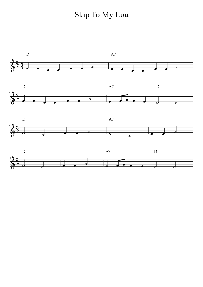 Skip To My Lou Sheet music for Piano (Solo) | Musescore.com