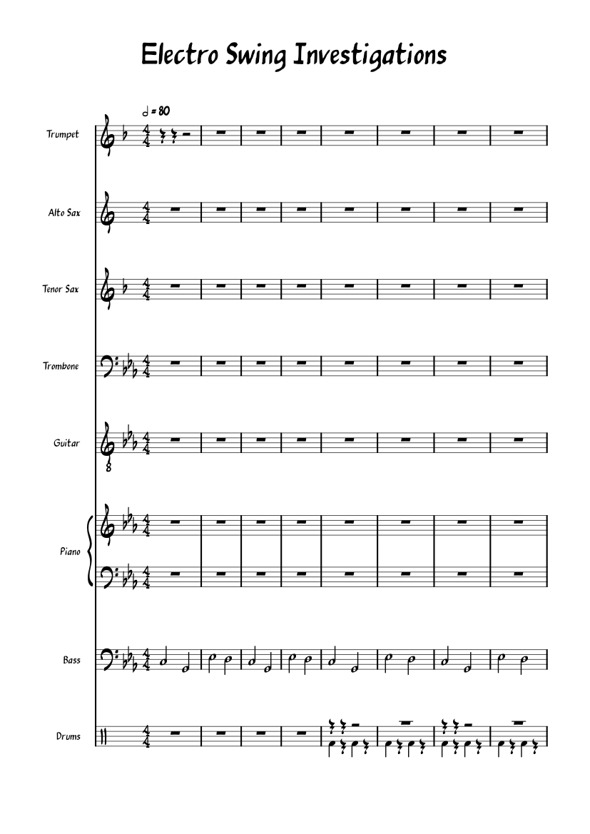 Electro Swing Investigations Sheet music for Piano, Trombone, Saxophone ...