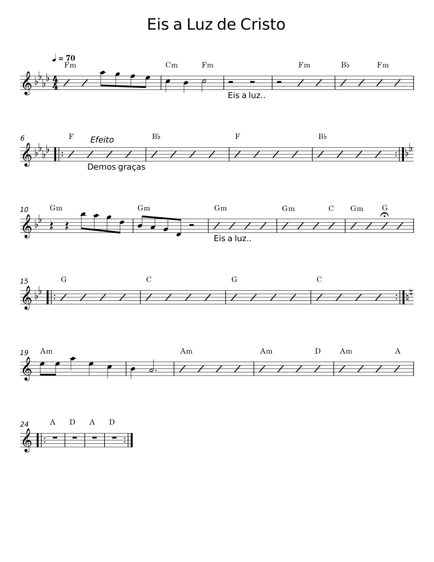 Eis a Luz de Cristo Sheet music for Piano (Solo) Easy | Musescore.com