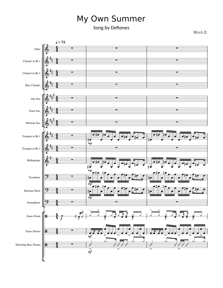 My Own Summer – Deftones Stand Tune Sheet music for Trombone, Tuba ...
