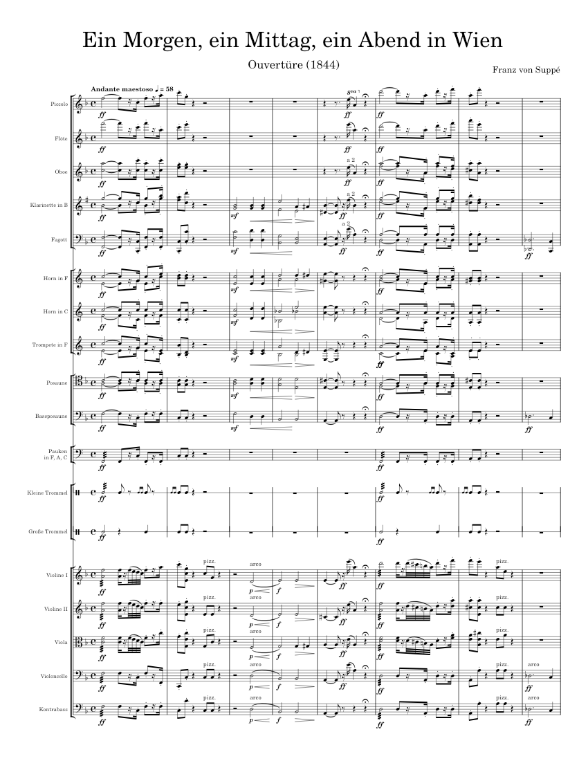 Ein Morgen, ein Mittag und ein Abend in Wien - Franz von Suppé Sheet ...