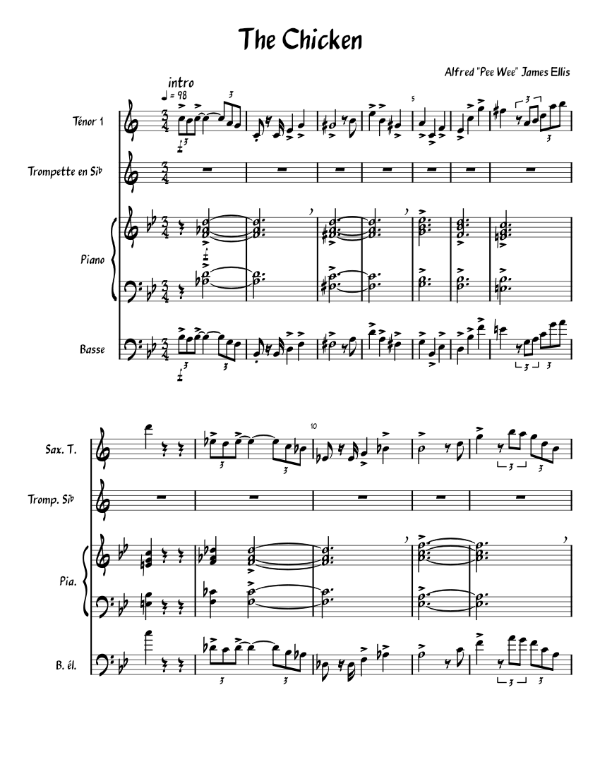 Alfred James Ellis - The Chicken - thème solo Sheet music for Piano ...