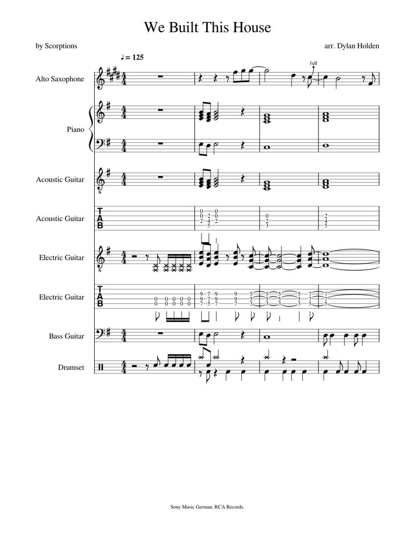 We Built This House (WIP) By Scorpions Sheet music for Piano, Saxophone ...
