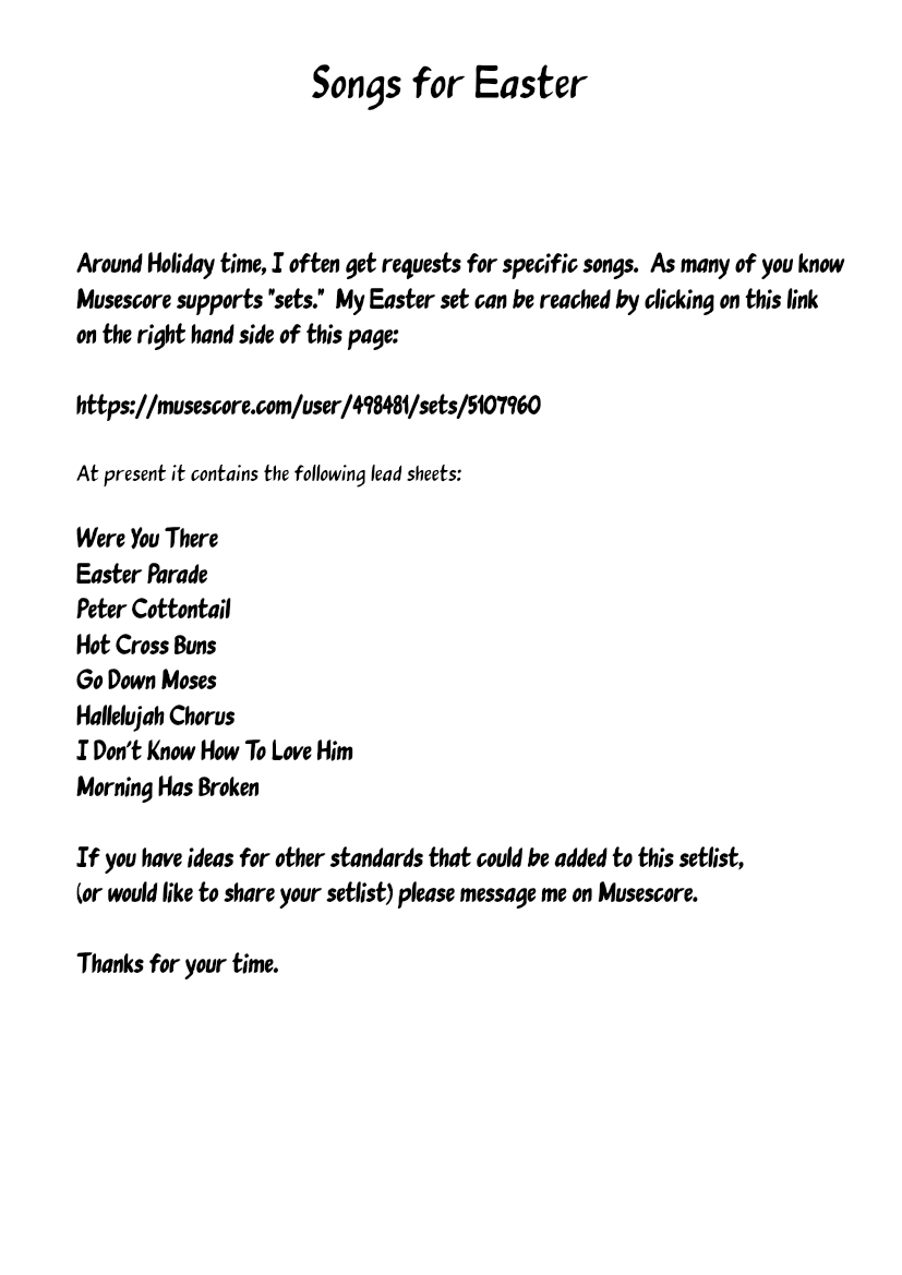Songs for Easter (Setlist) Sheet Music for Piano (Solo) Easy ...