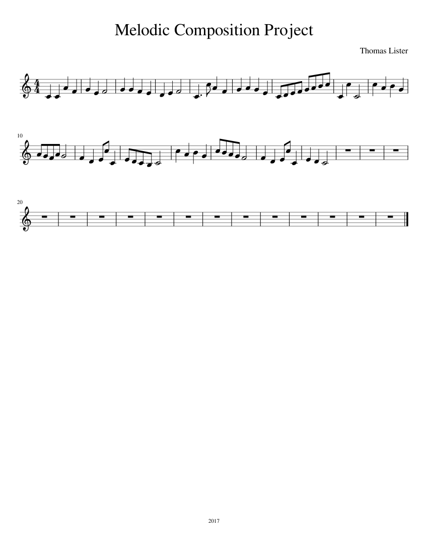 Melodic Composition Project Sheet music for Piano (Solo) Easy ...