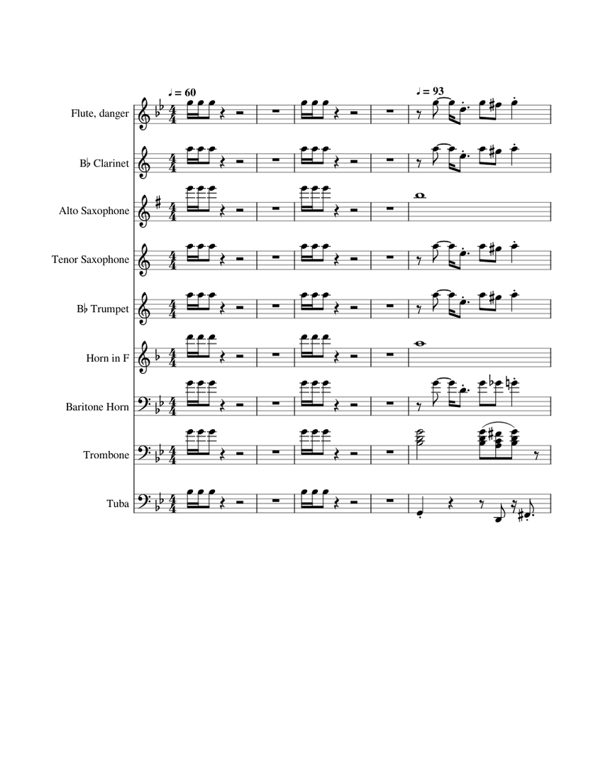 Danger Sheet music for Trombone, Tuba, Flute, Clarinet in b-flat & more ...