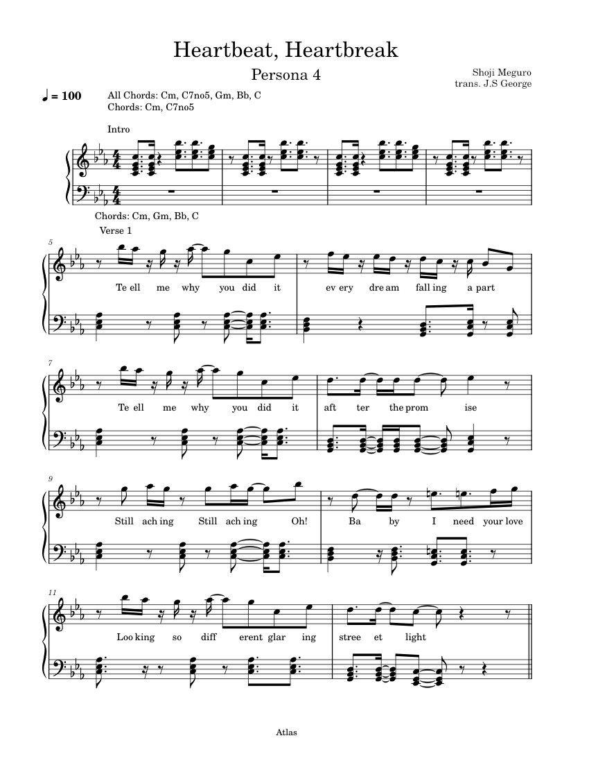 Heartbeat, Heartbreak - Shoji Meguro (Persona 4) Sheet music for Piano ...