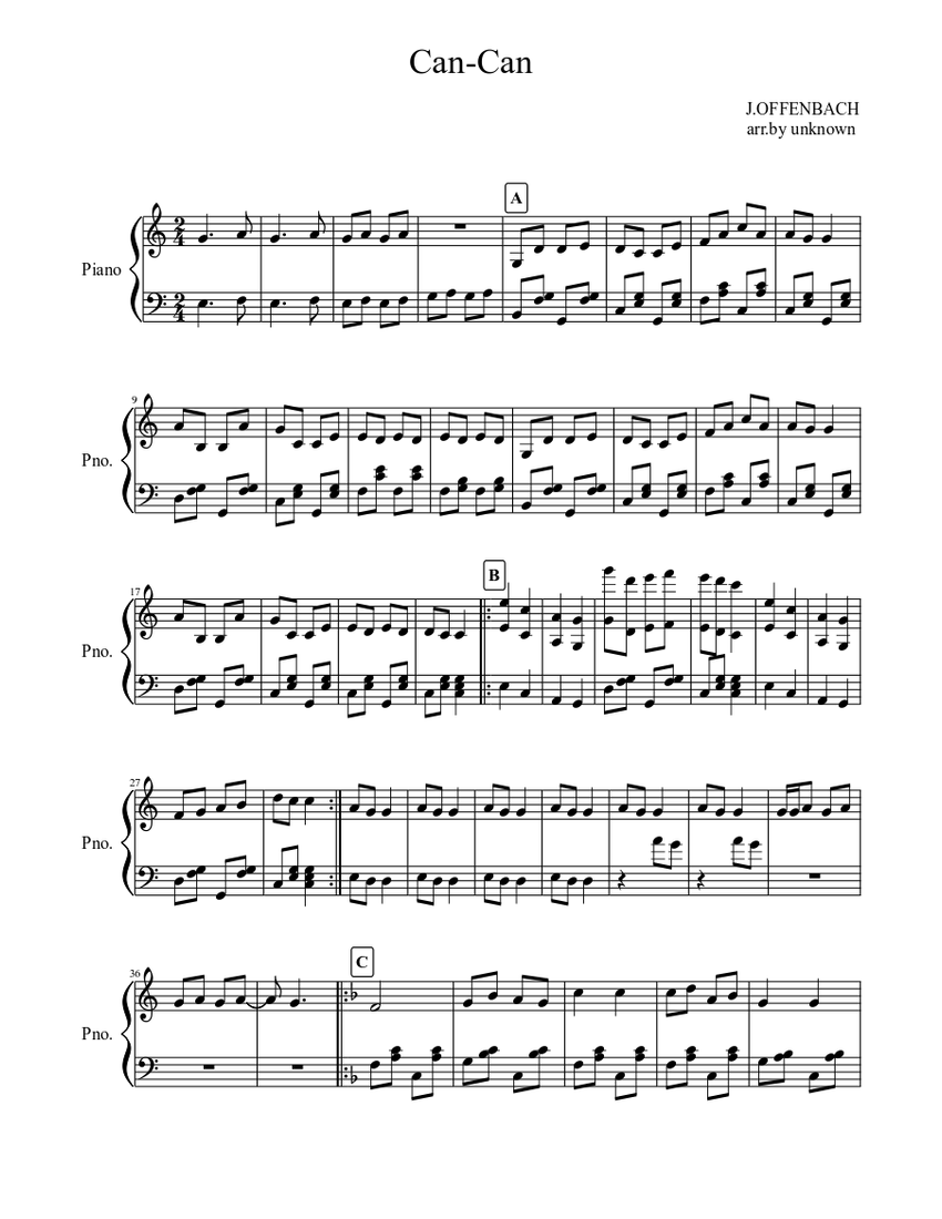 Can-Can Sheet music for Piano (Solo) | Musescore.com