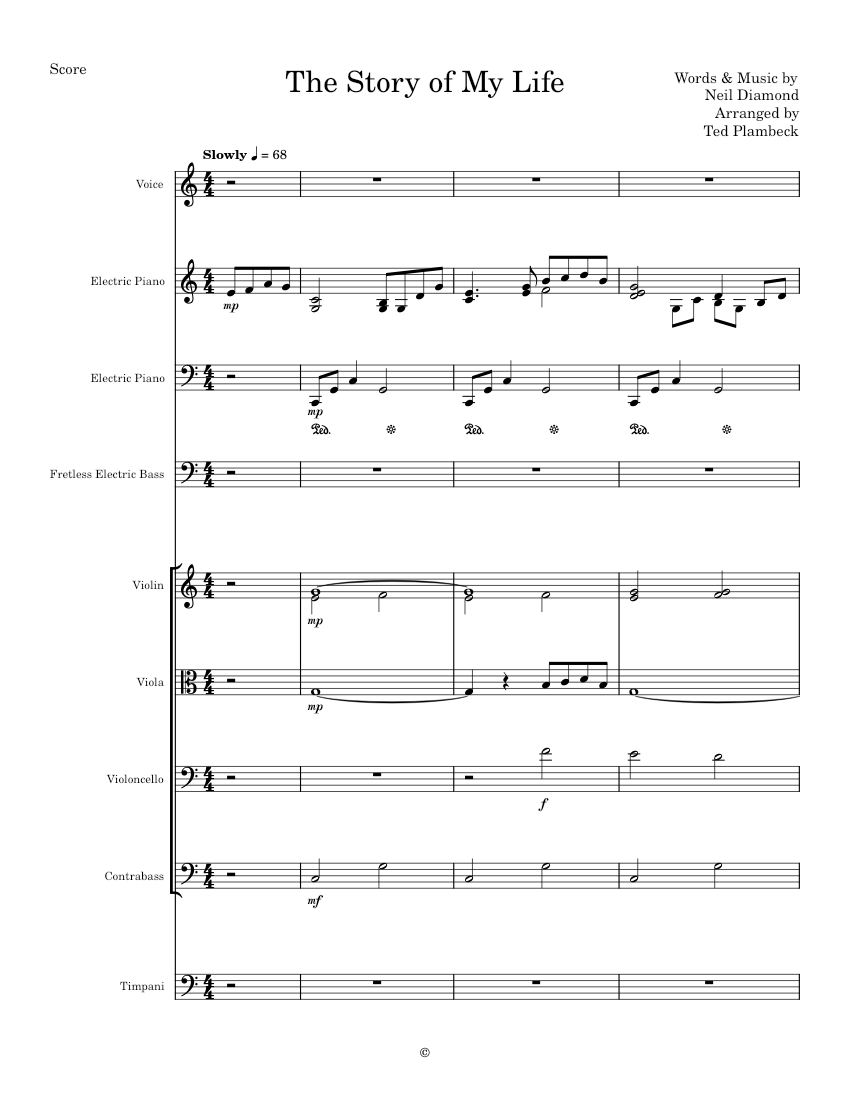 The Story of My Life Sheet music for Piano, Vocals, Contrabass, Timpani ...