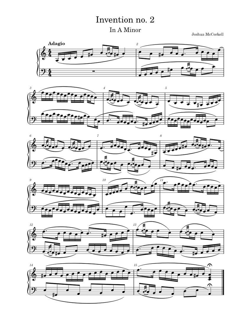 Invention no. 2 in A minor - Joshua McCorkell Sheet music for Piano ...