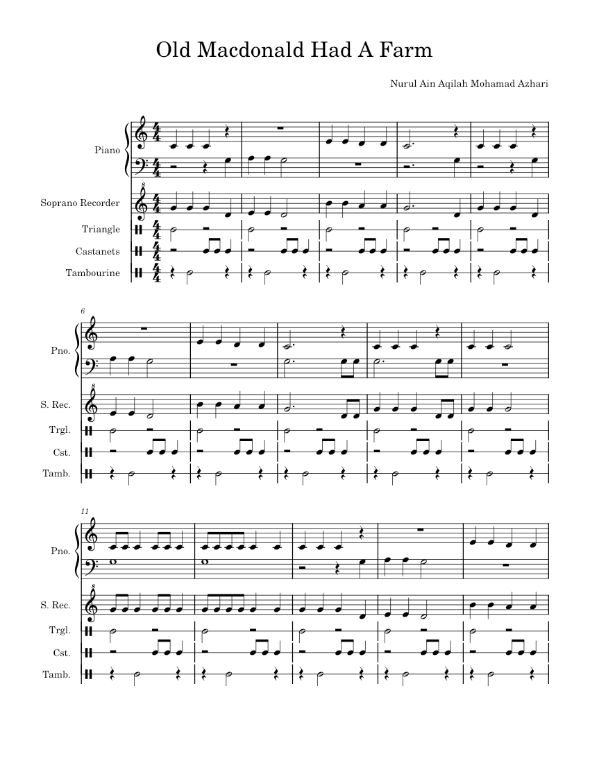 Old Macdonald Had A Farm – Misc Children Old Macdonald Had A Farm Sheet ...