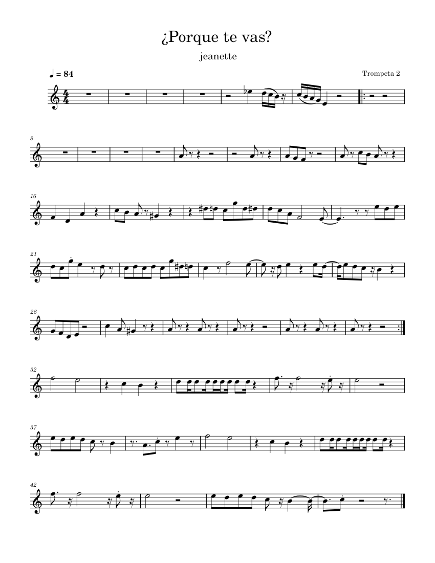 porque te vas trompeta 2 velocidad 84 Sheet music for Trumpet other ...