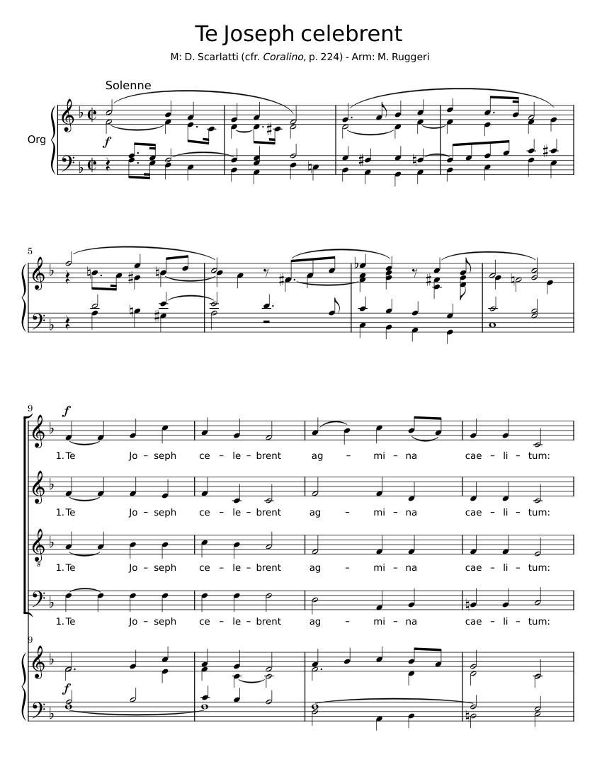 Te Joseph celebrent - D. Scarlatti Sheet music for Organ, Synthesizer ...