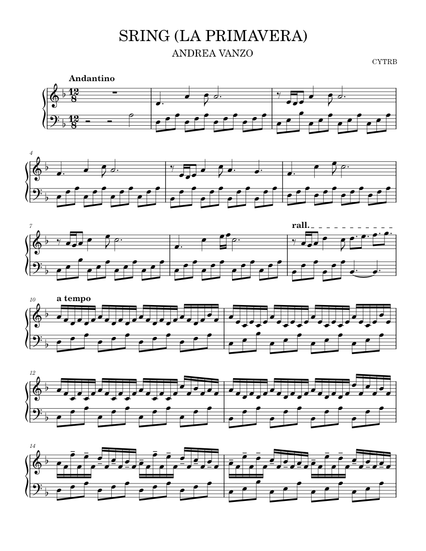 Spring - Andrea Vanzo Sheet Music for Piano (Solo) | MuseScore.com
