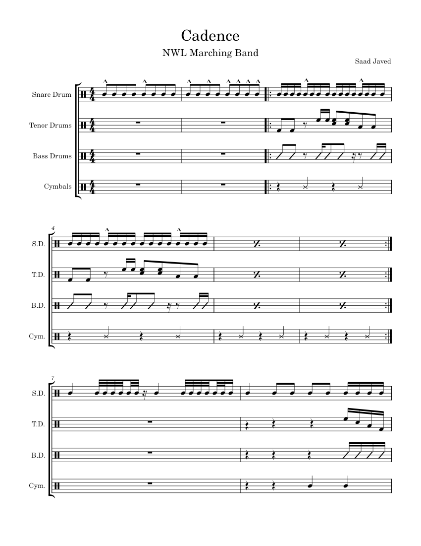 Drumline Cadence Sheet music for Tuba, Synthesizer, Trumpet other ...