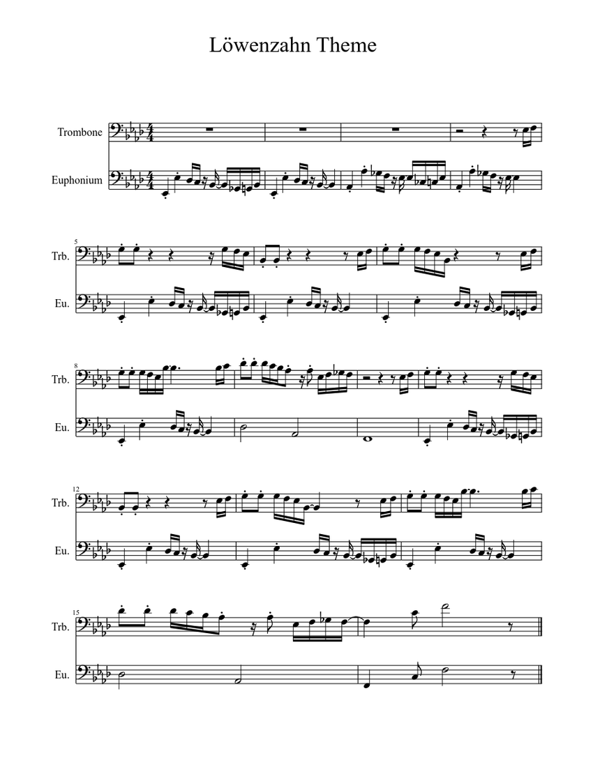 Löwenzahn Intro Sheet music for Trombone (Solo) | Musescore.com