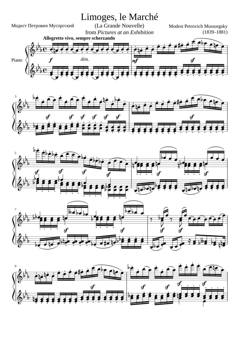 Limoges, le Marché (La Grande Nouvelle) Sheet Music for Piano (Solo ...