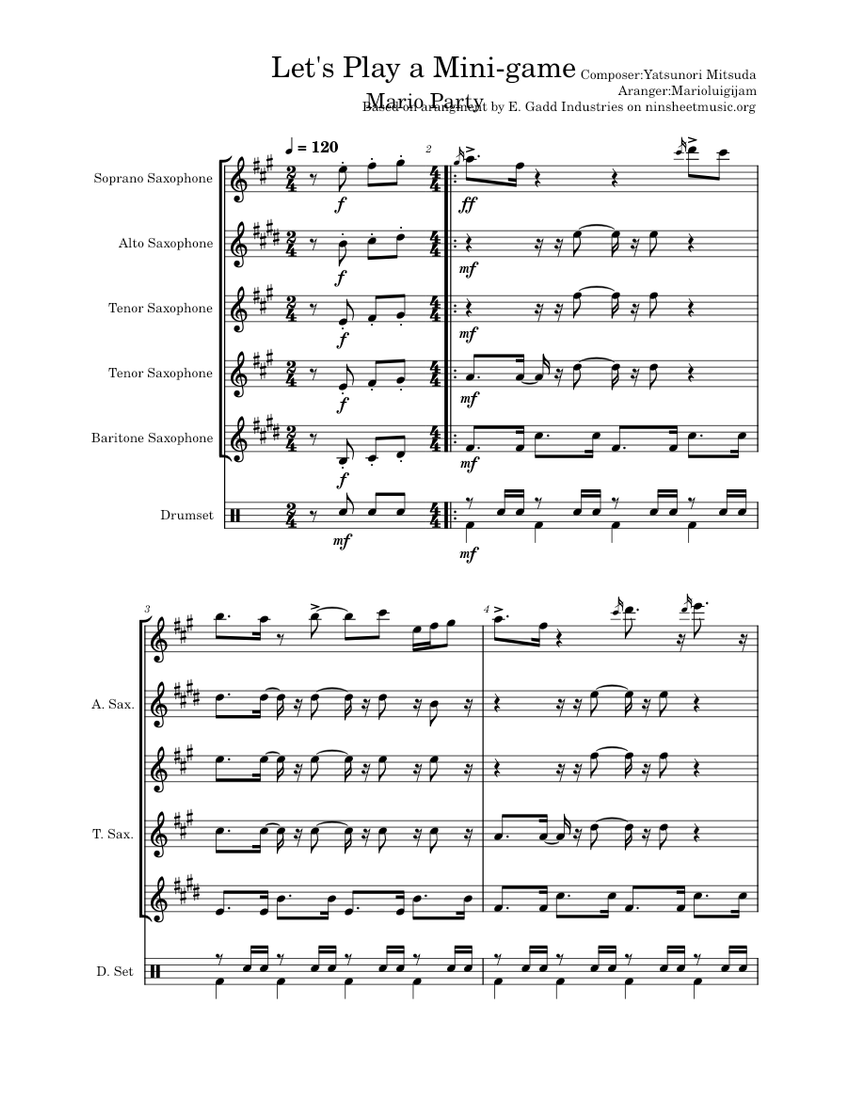 Play a Mini-game Sheet music for Saxophone alto, Saxophone tenor ...