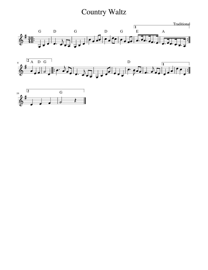 Traditional music - Country Waltz Sheet music for Piano (Solo ...