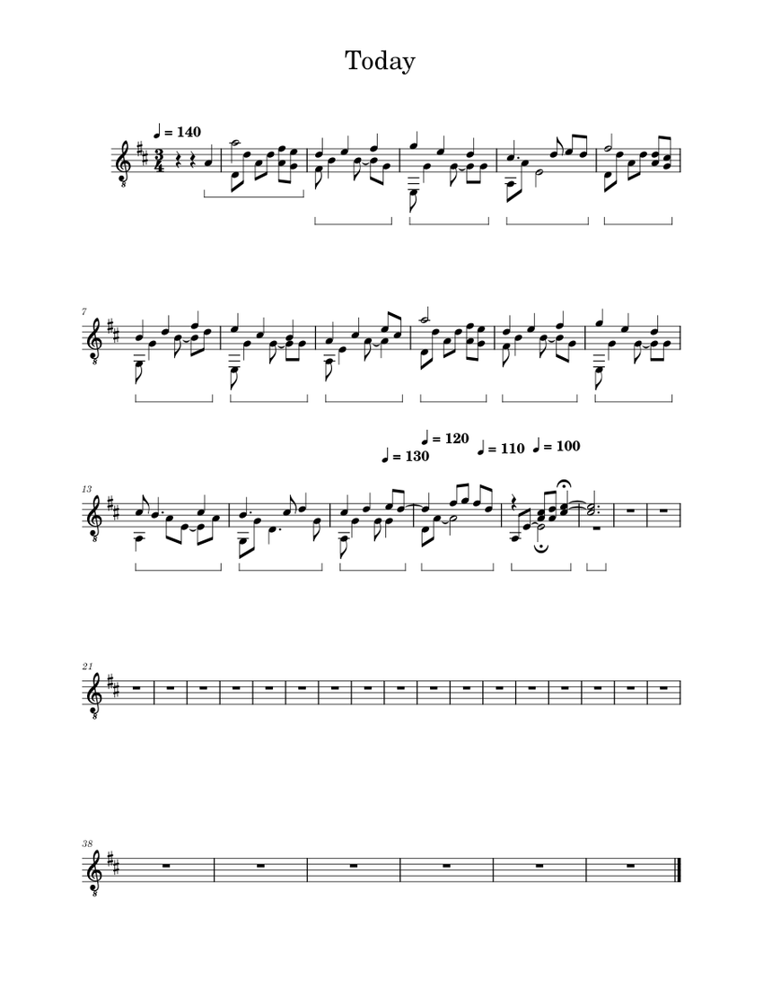 Today John Denver Sheet music for Guitar (SATB) | Musescore.com