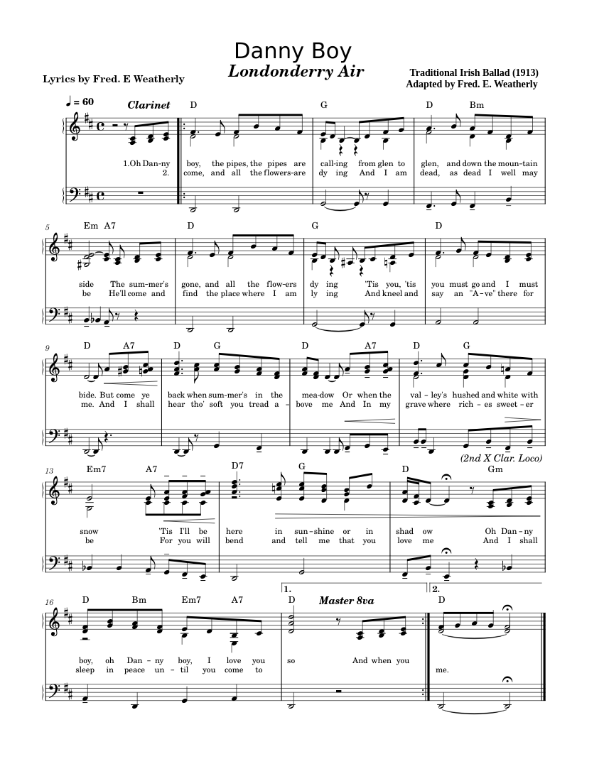 Danny boy – Frederick Weatherly Sheet music for Accordion (Solo ...