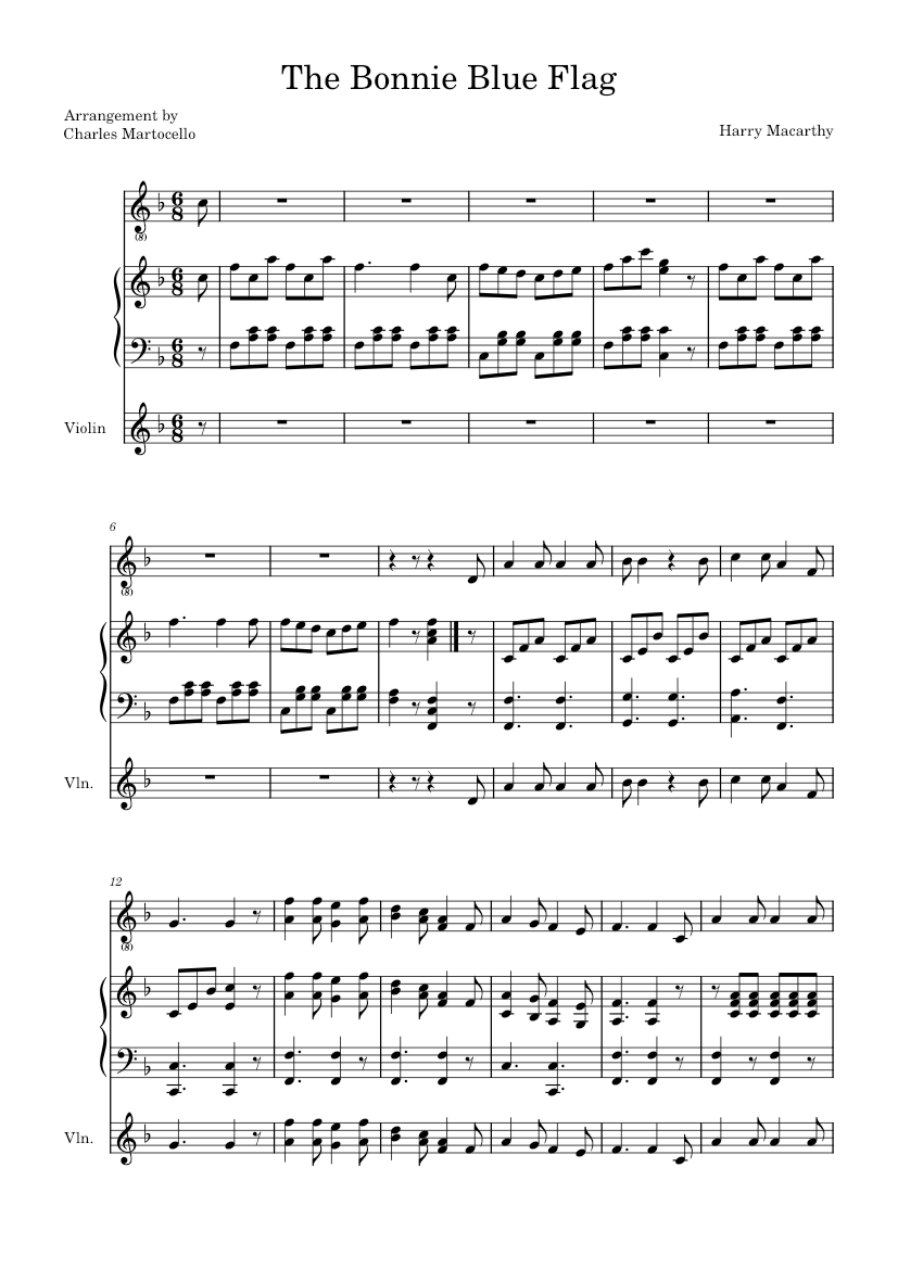 The bonnie blue flag – Harry McCarthy The Bonnie Blue Flag Sheet Music ...