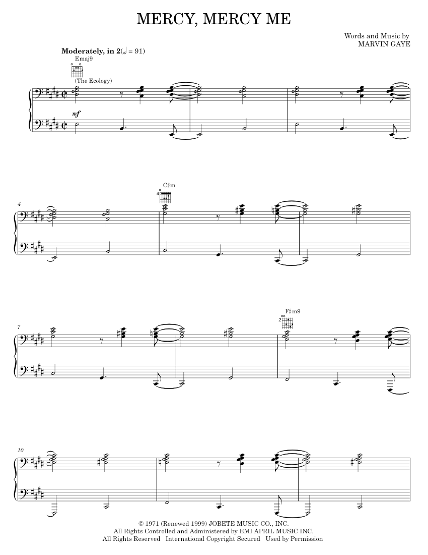 Play Official version of Mercy, Mercy Me (The Ecology) sheet music by ...
