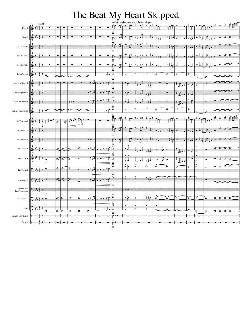 The Beat My Heart Skipped Concert Band Choral Sheet music for Trombone ...