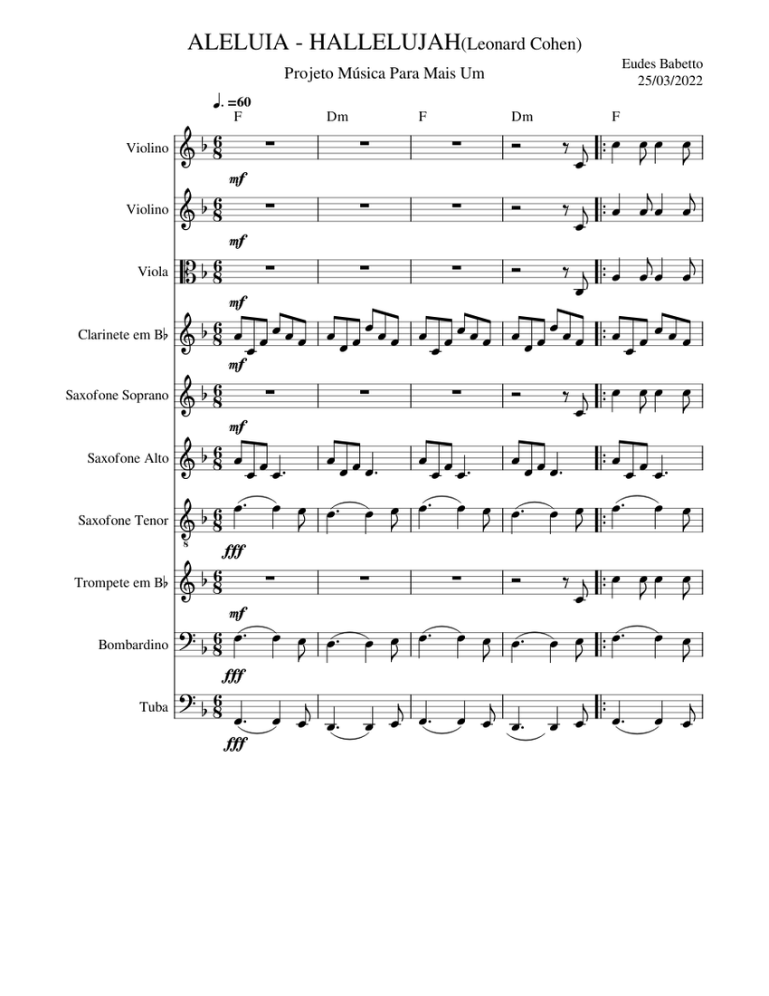 ALELUIA_-_HALLELUJAH(Leonard_Cohen) Sheet music for Euphonium, Tuba ...