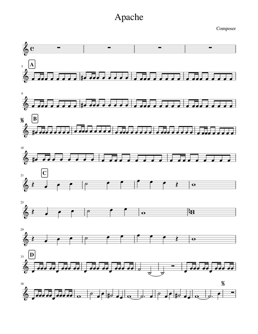 Apache Sheet music for Piano (Solo) | Musescore.com