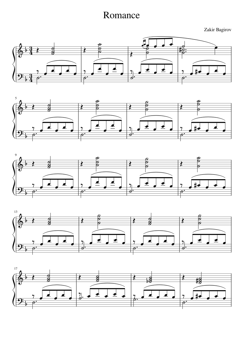 Romance Sheet Music for Piano (Solo) Easy | MuseScore.com
