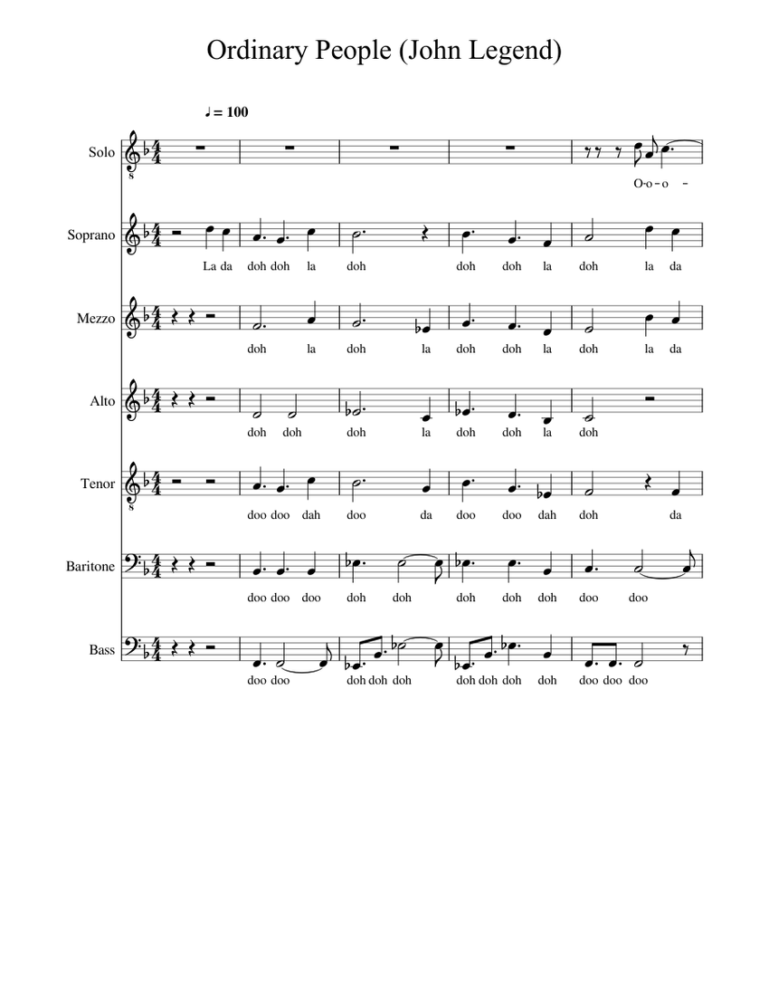 Ordinary People (John Legend) Sheet music for Piano (Mixed Ensemble ...