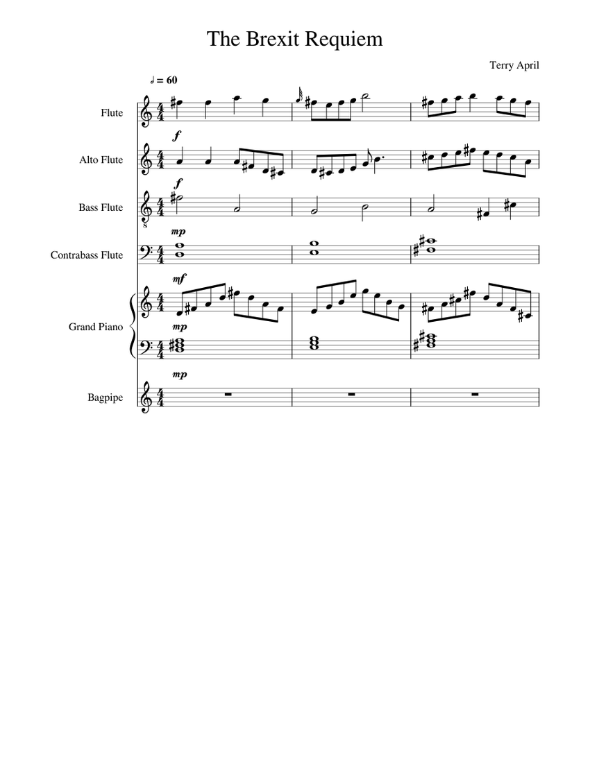The Brexit Requiem Sheet music for Piano, Flute, Flute alto, Flute ...