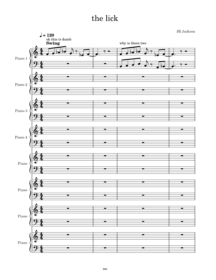 the lick Sheet music for Piano (Piano Sextet) | Musescore.com