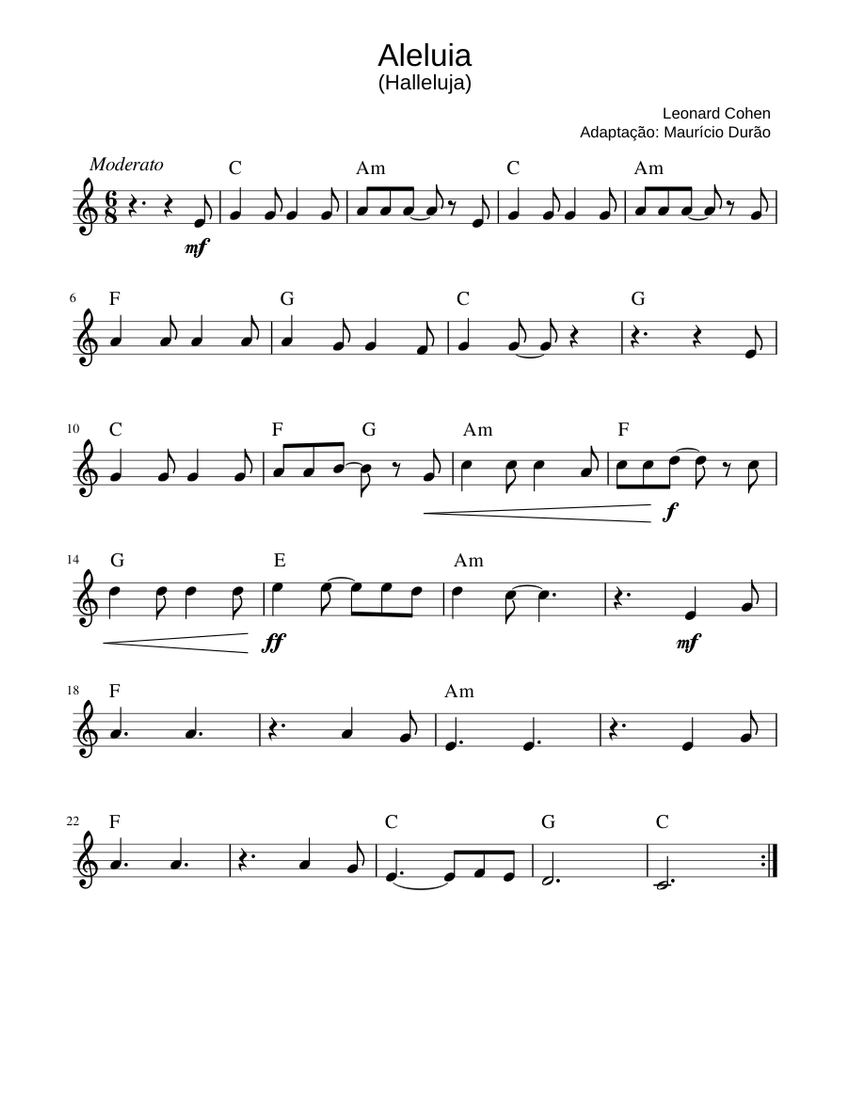 Aleluia (Halleluja) Sheet music for Piano (Solo) Easy | Musescore.com