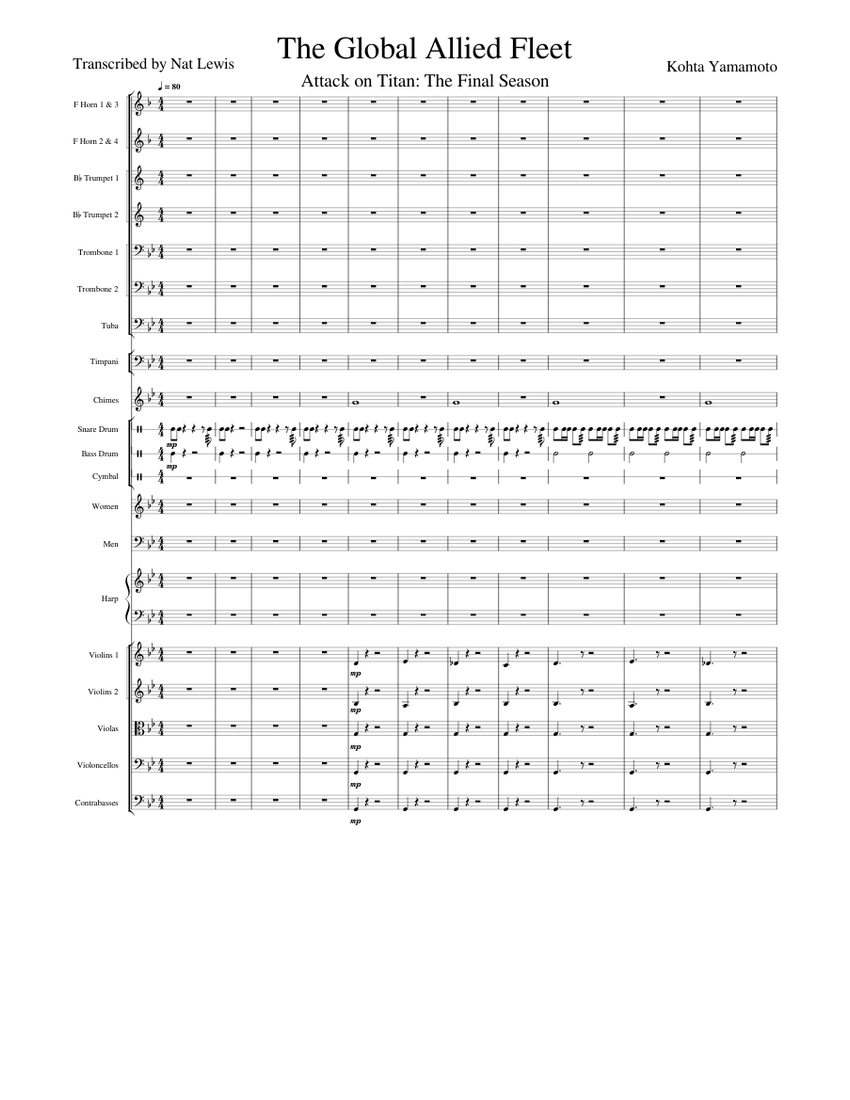 The Global Allied Fleet – Attack On Titan: The Final Season Sheet music ...